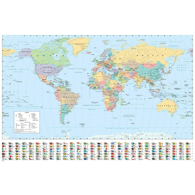 World Map 2023 Wall Poster, 22.375" x 34" - Walmart.com