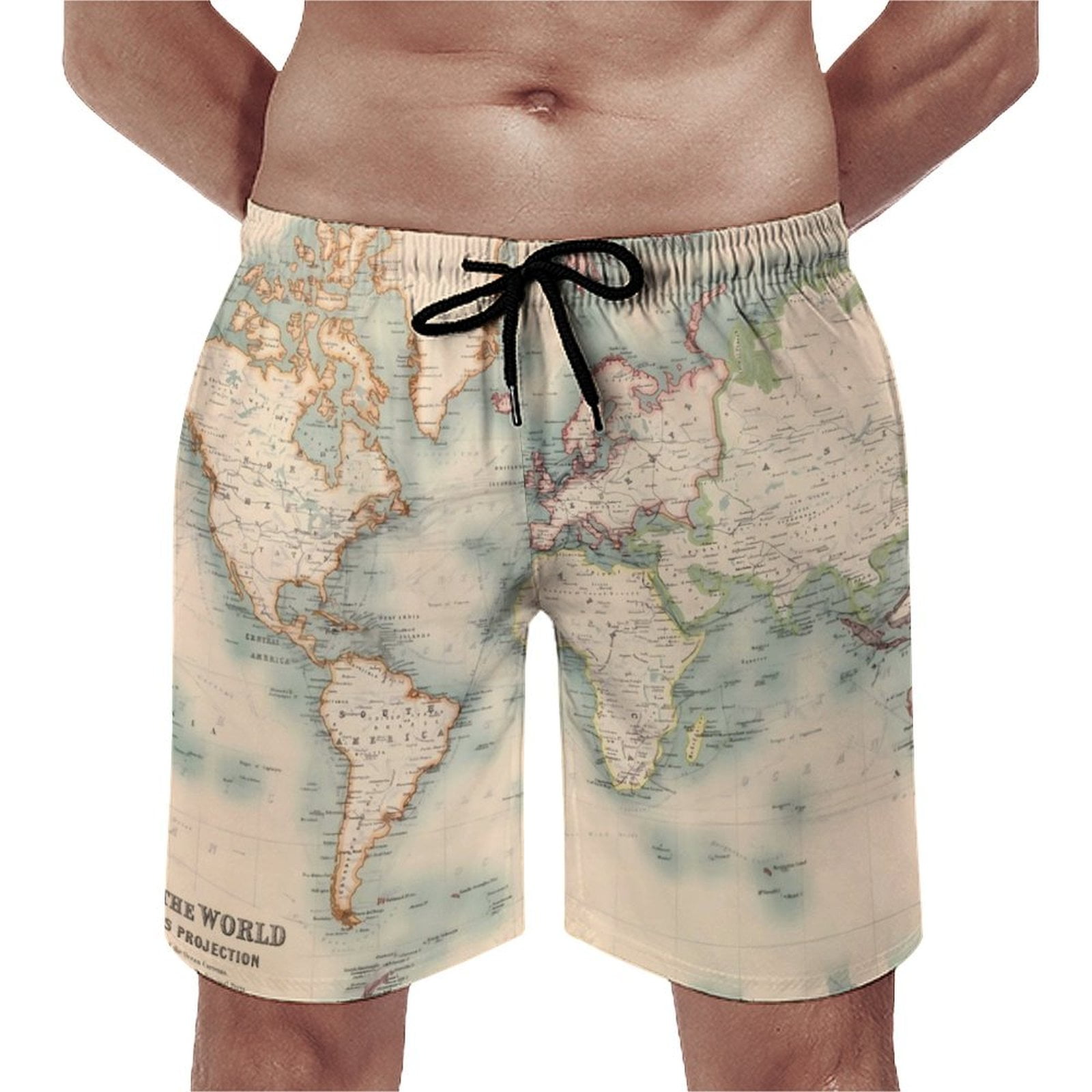 World Map 2024 Board Shorts Summer Map of The World Running Surf Beach ...
