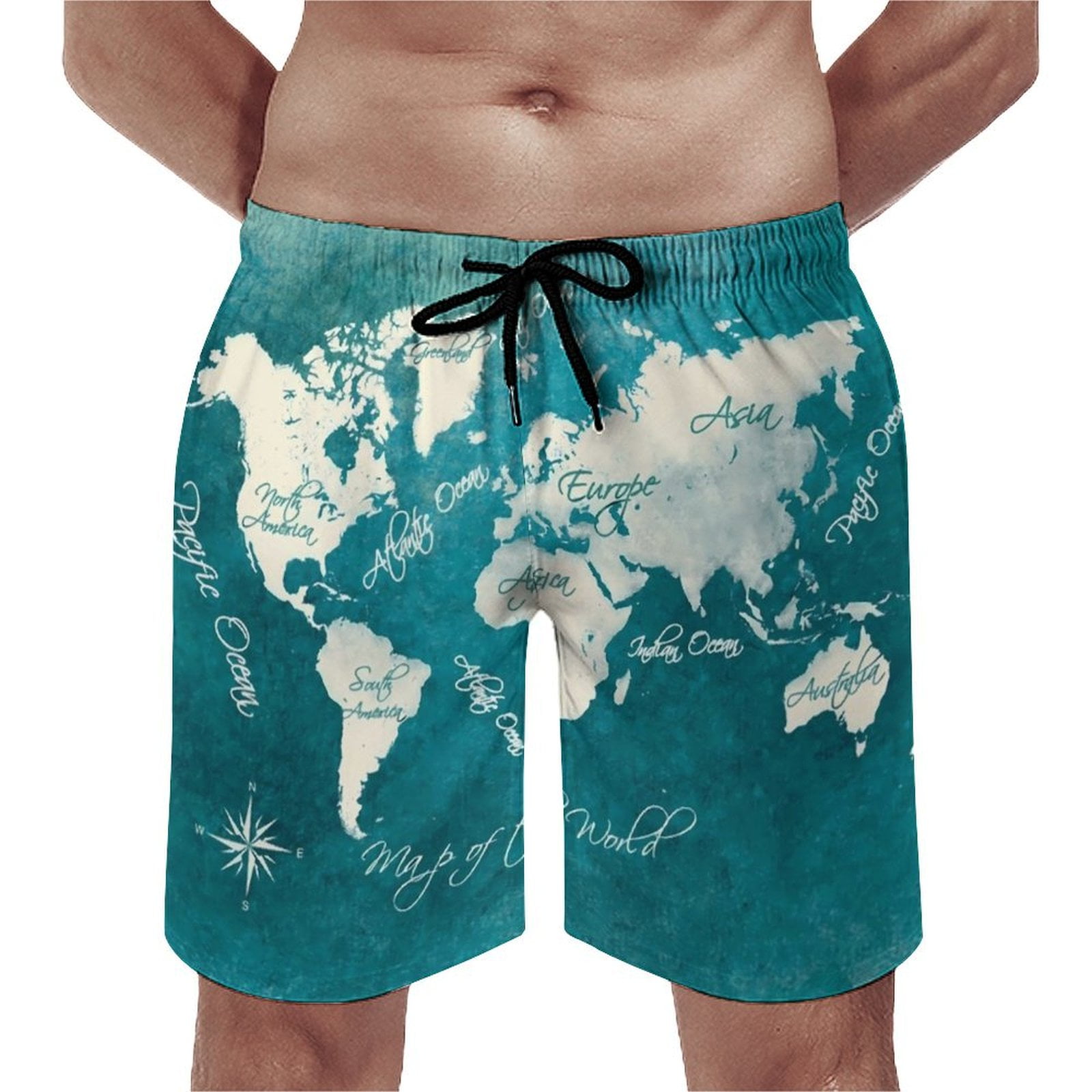 World Map 2024 Board Shorts Summer Map of The World Running Surf Beach ...