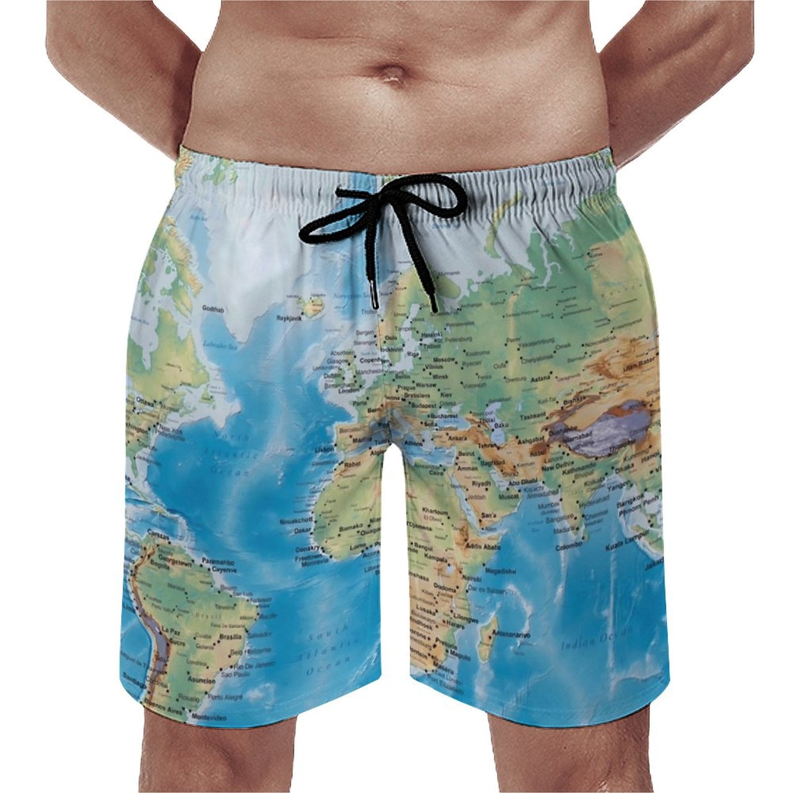 World Map 2024 Board Shorts Summer Map of The World Running Surf Beach ...