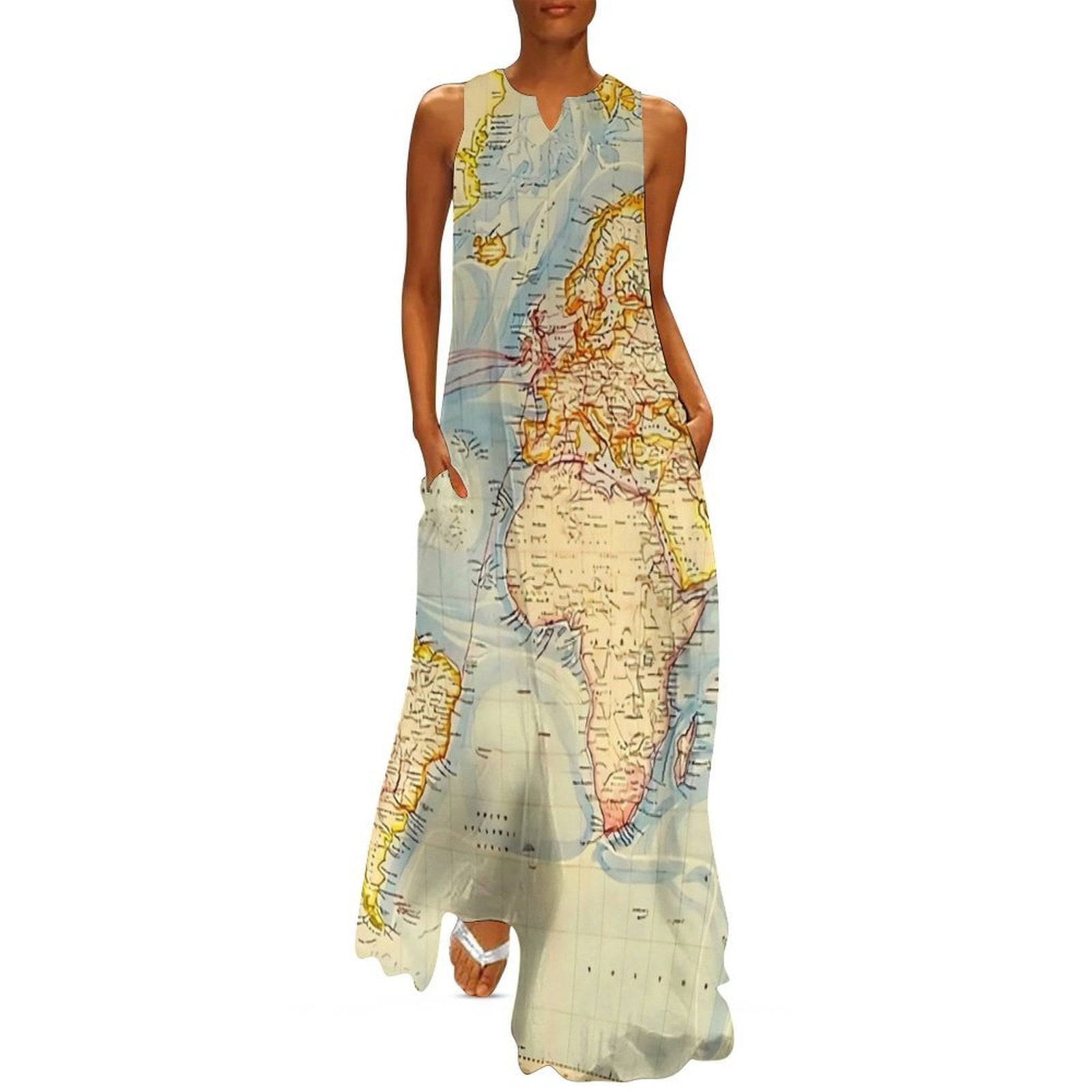 World Map 2024 Dress Spring Map of The World Street Wear Boho Beach ...