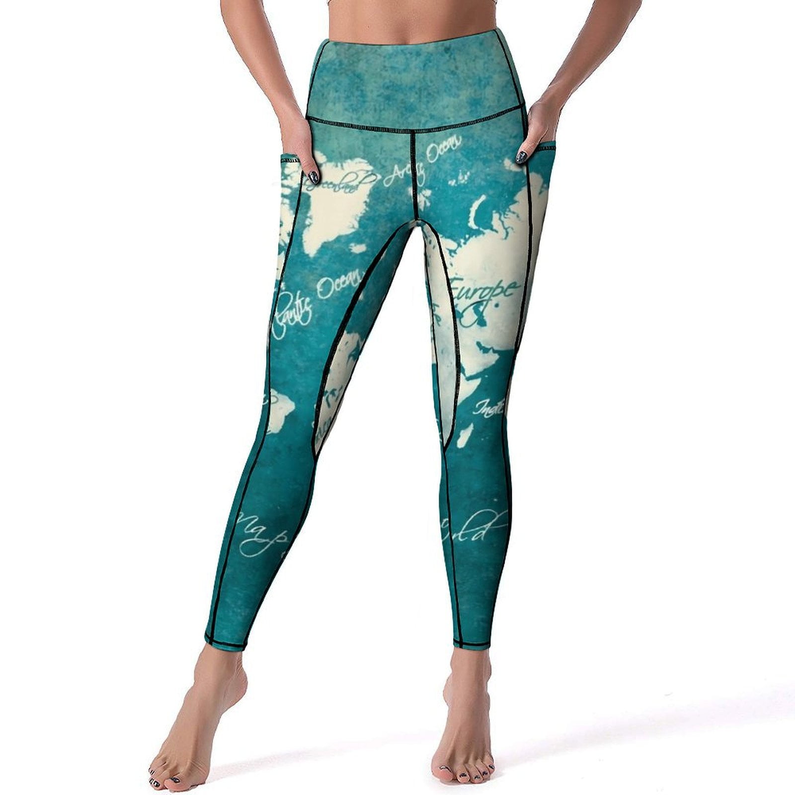 World Map 2024 Leggings Map of The World Fitness Gym Yoga Pants Female ...