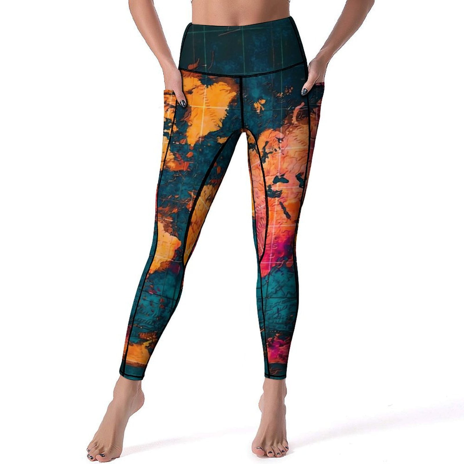 World Map 2024 Leggings Map of The World Fitness Gym Yoga Pants Female ...