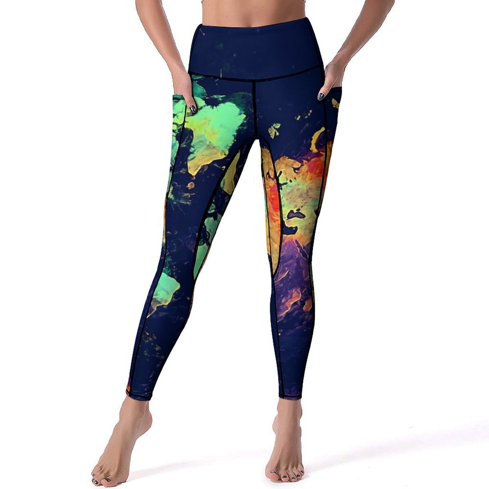 World Map 2024 Leggings Map of The World Fitness Gym Yoga Pants Female ...