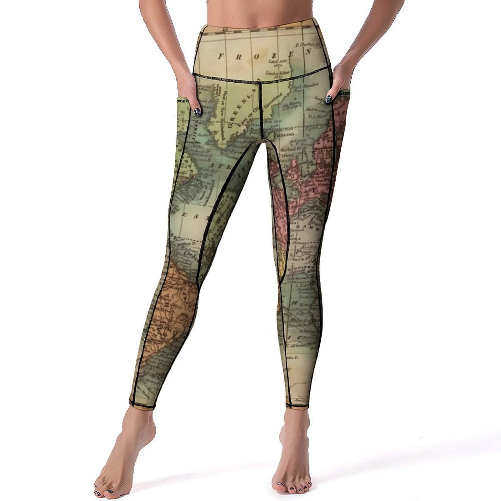 World Map 2024 Leggings Map of The World Fitness Gym Yoga Pants Female ...