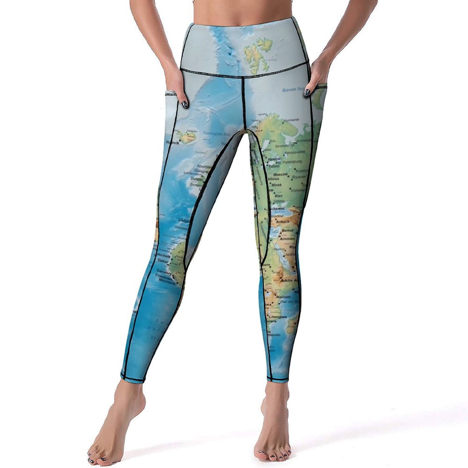 World Map 2024 Leggings Map of The World Fitness Gym Yoga Pants Female ...