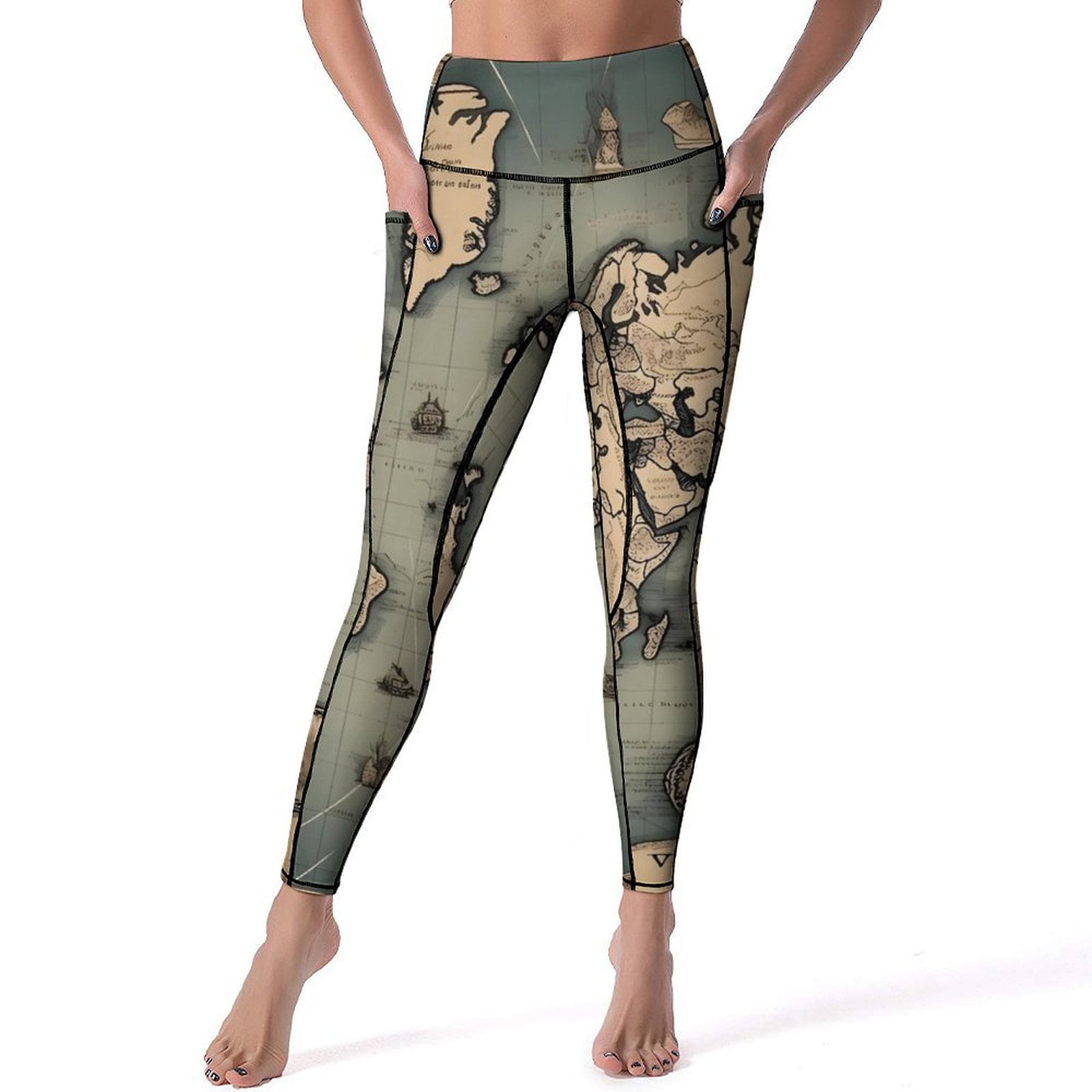 World Map 2024 Leggings Map of The World Fitness Gym Yoga Pants Female ...