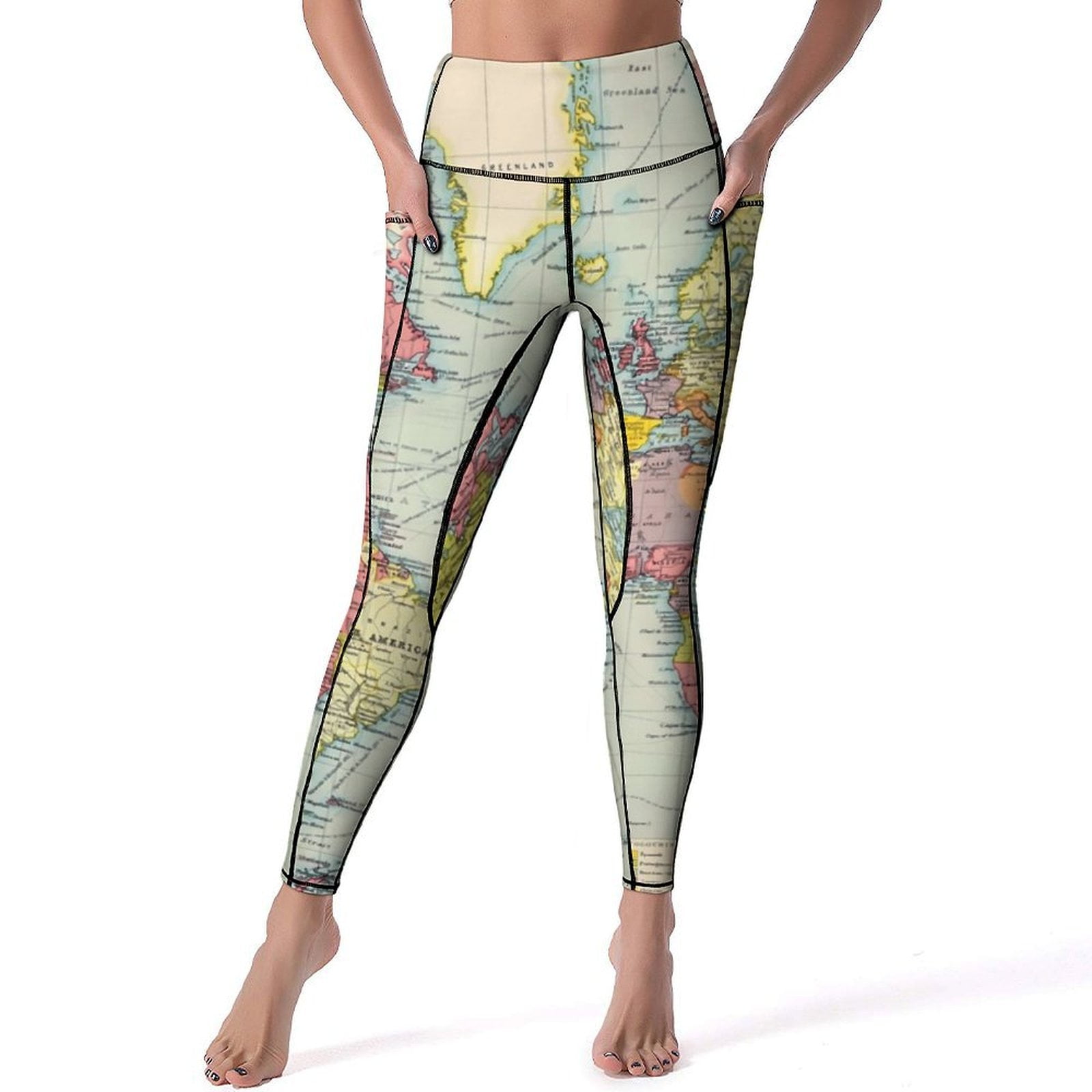 World Map 2024 Leggings Map of The World Fitness Gym Yoga Pants Female ...