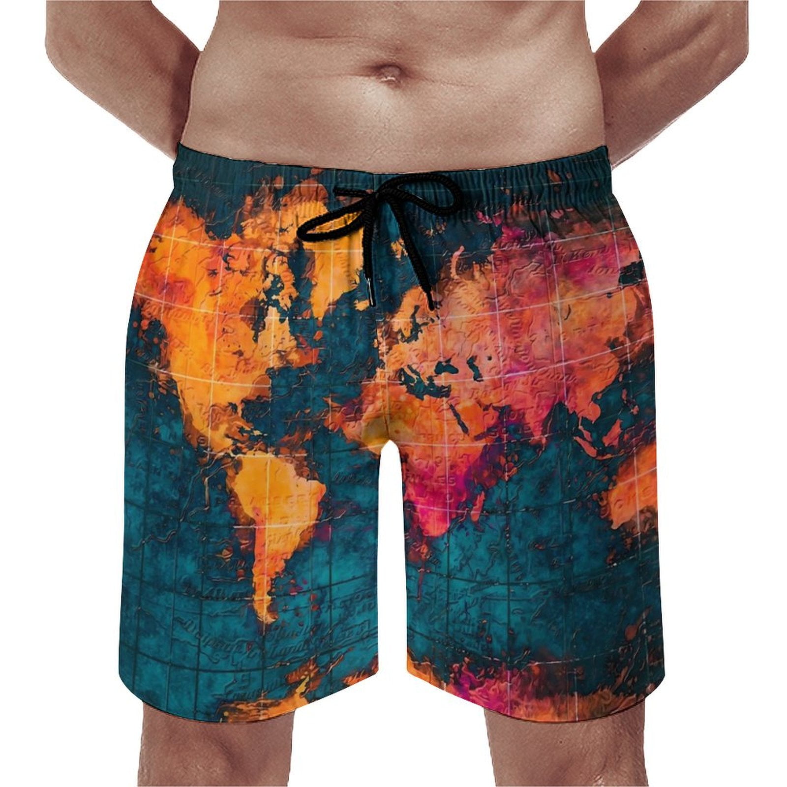 World Map 2025 Board Shorts Summer Map of The World Running Surf Beach ...