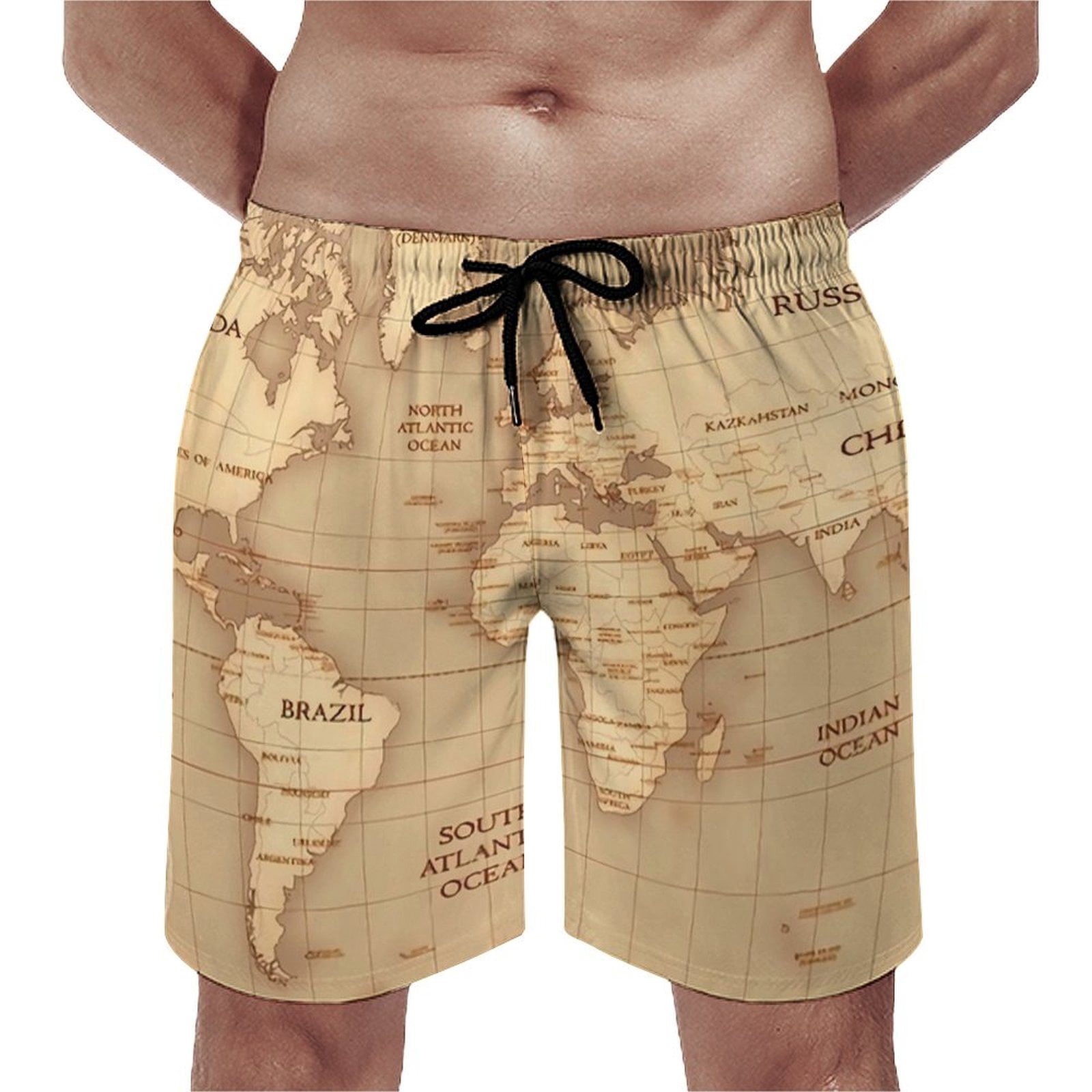 World Map 2025 Board Shorts Summer Map of The World Running Surf Beach ...