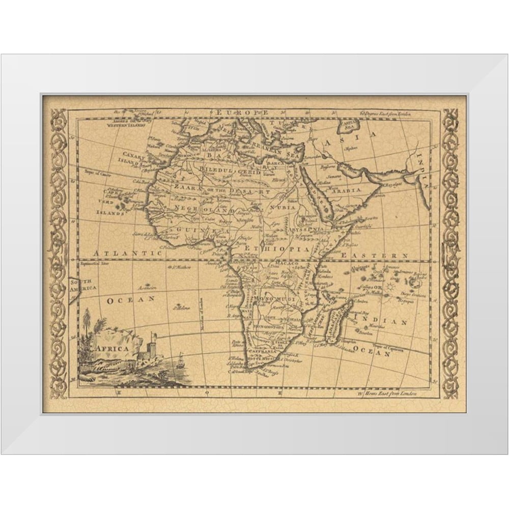 World Map 24x19 White Modern Wood Framed Museum Art Print Titled ...