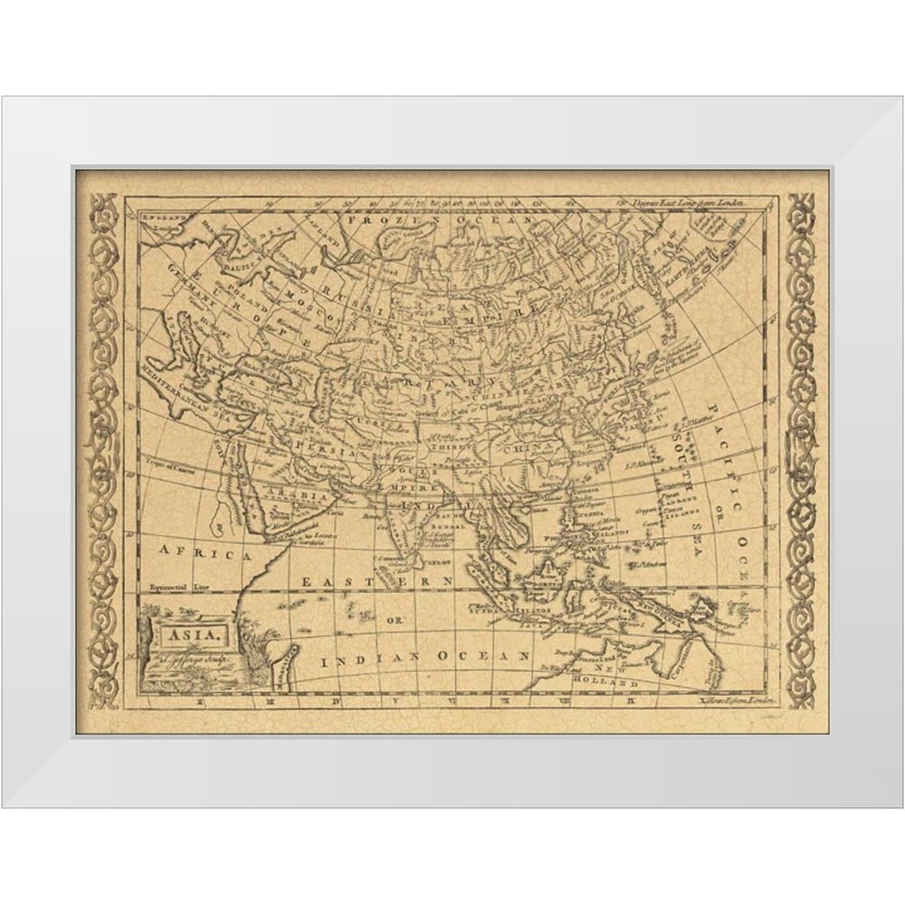 World Map 24x19 White Modern Wood Framed Museum Art Print Titled - Asia ...
