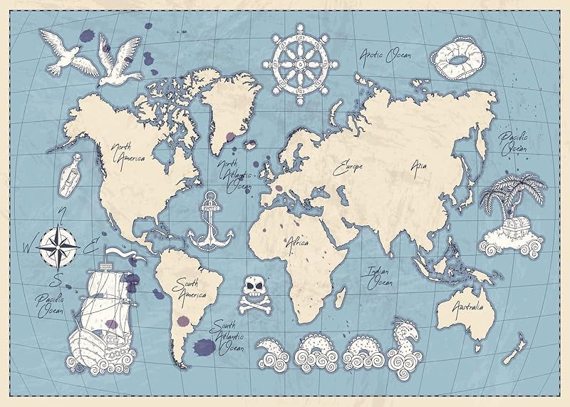 World Map Backdrop Adventure Travel Theme Phtography Background Boys ...