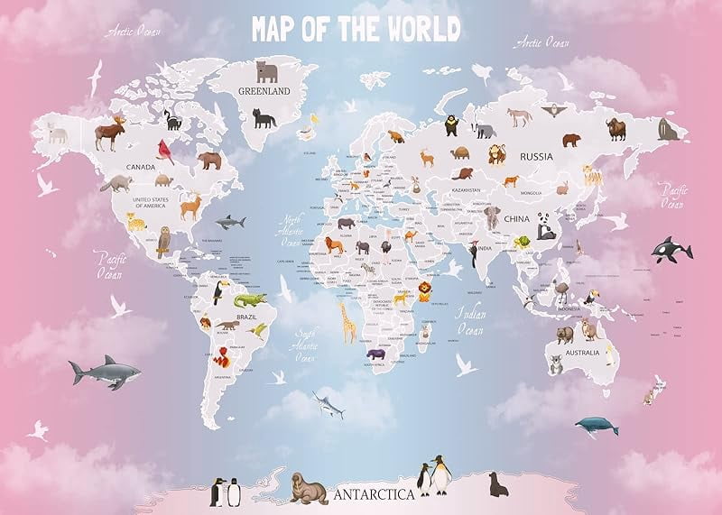World Map Backdrop Adventure Travel Theme Phtography Background Boys ...