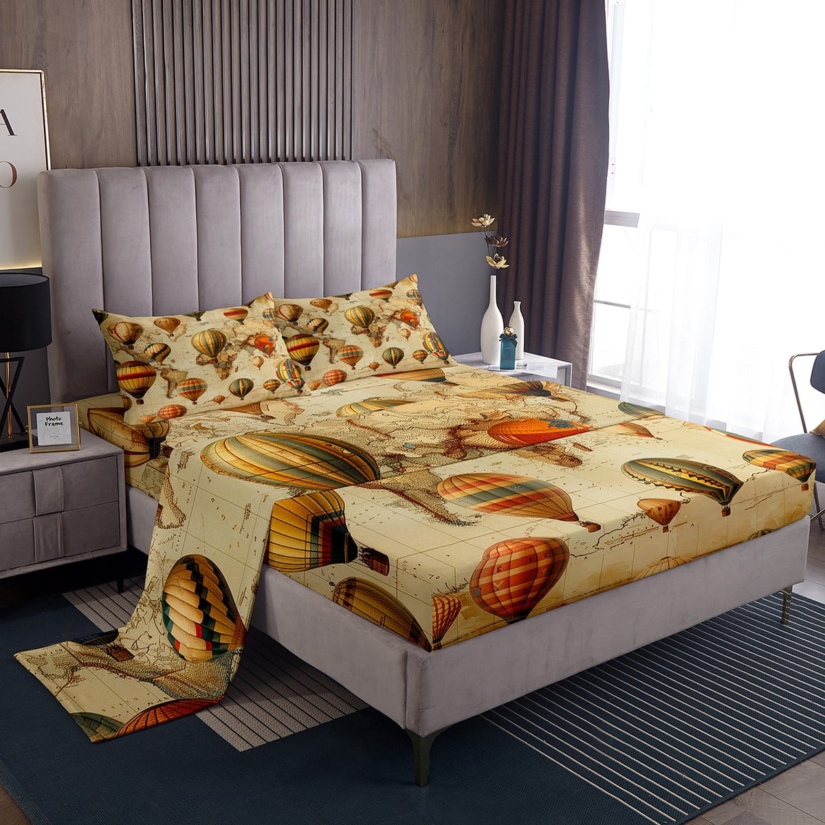 World Map Bed Sheets Brown Vintage Nostalgic Themed Sheets Twin Map Of ...