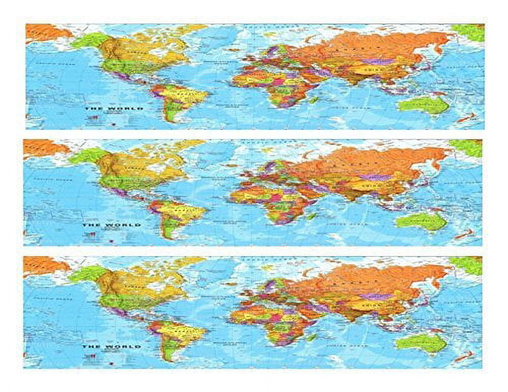 World Map Birthday - Cake Side Designer Strip - Edible Cake/Cupcake ...