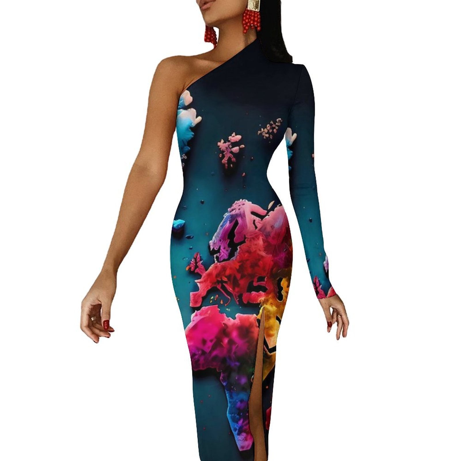 World Map Bodycon Dress Spring Retro Map Of The World 1883 Modern High ...