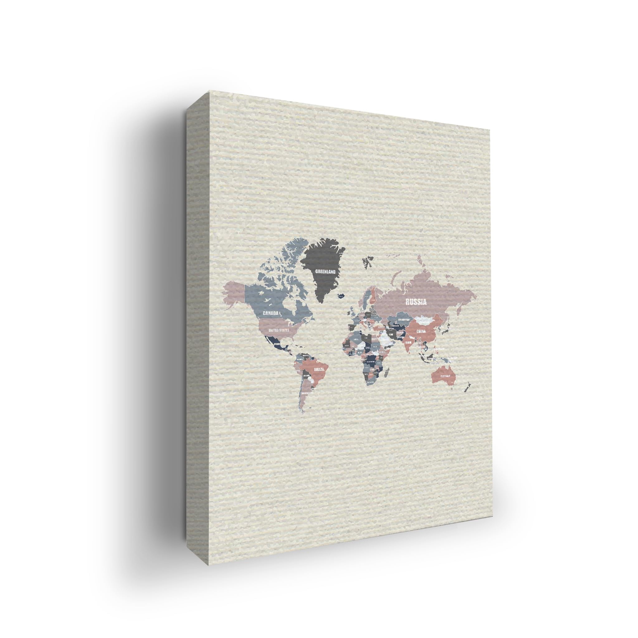 World Map Canvas Wall Art by Mavis Print- 12x16 inches Map Wall Decor ...