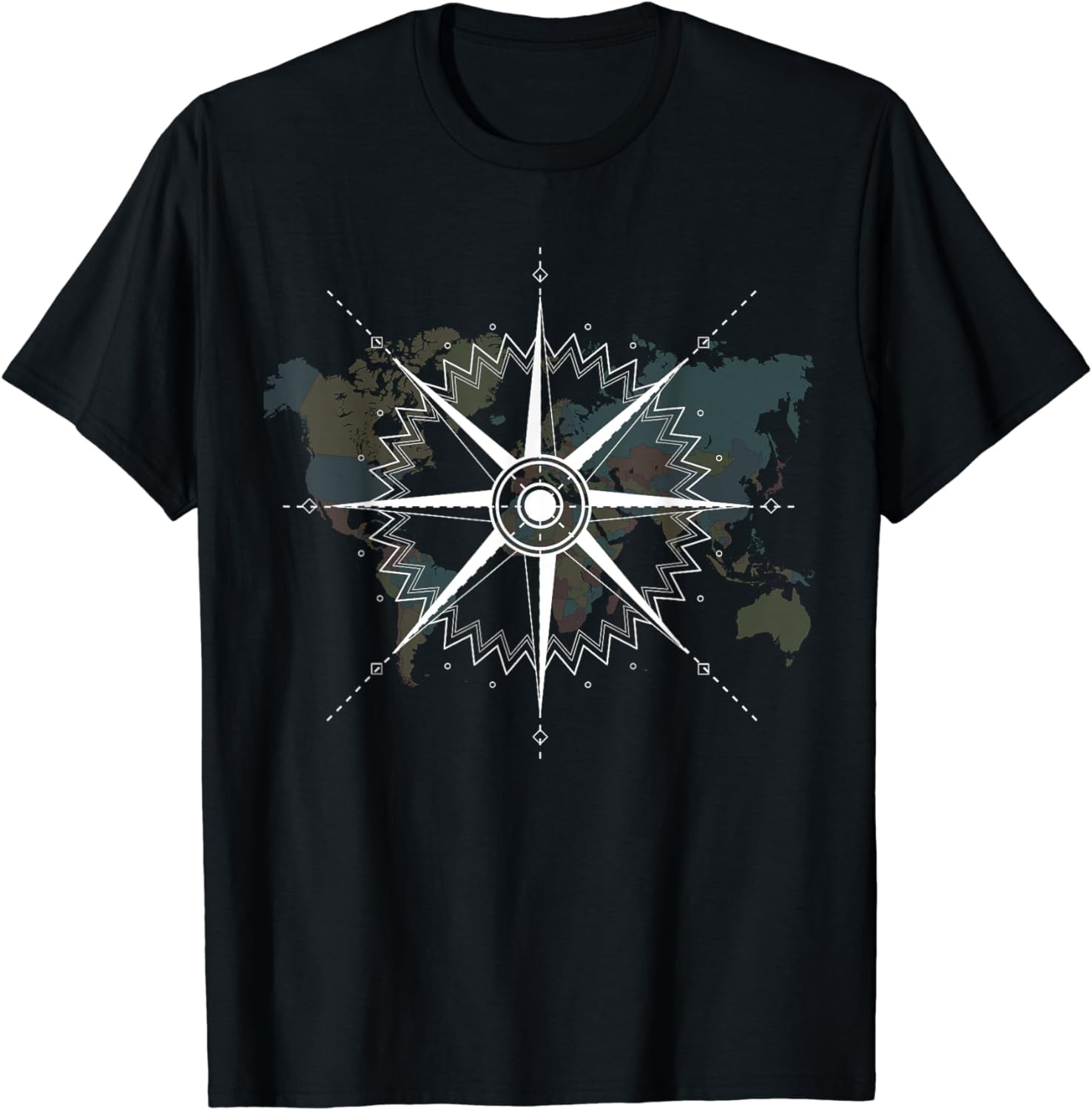 World Map Compass Sea Sailboat Nautical Sailor Sailing T-Shirt ...