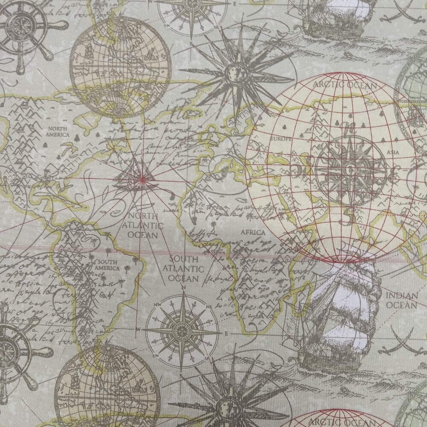 World Map Cotton Fabric - Walmart.com