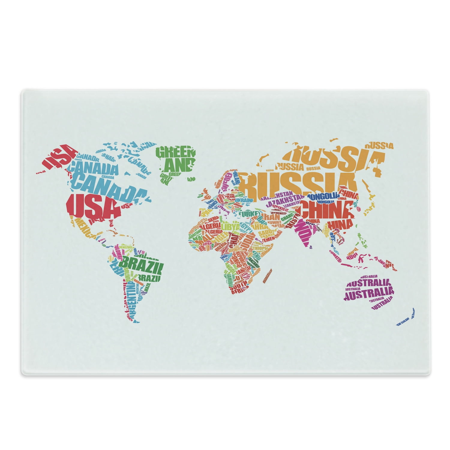 World Map Cutting Board, Atlas Theme Names of the Countries Europe ...