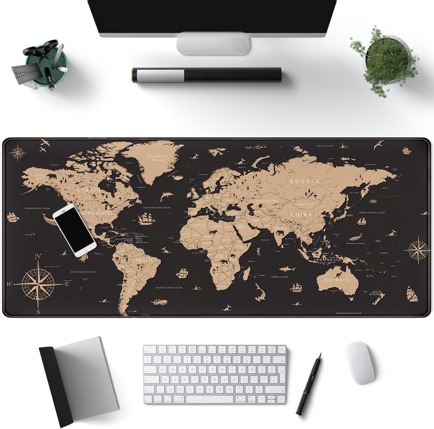 World Map Desk Mat Historical World Map Desk Pad Extra Large Computer ...