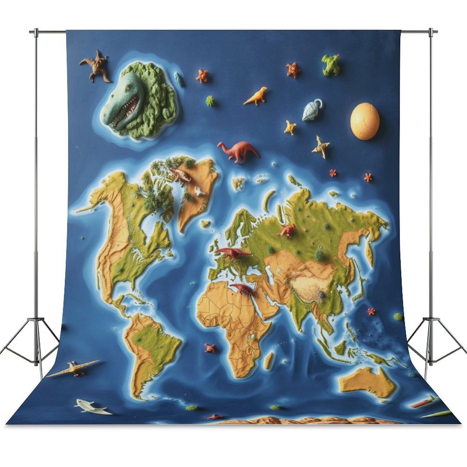 World Map Dinosaurs Toys Decorations BackdropPortrait Photography ...