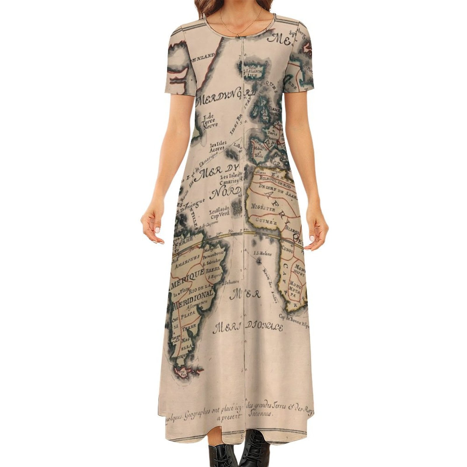 World Map Dress Country Map Art Elegant Maxi Dress Street Wear Boho ...