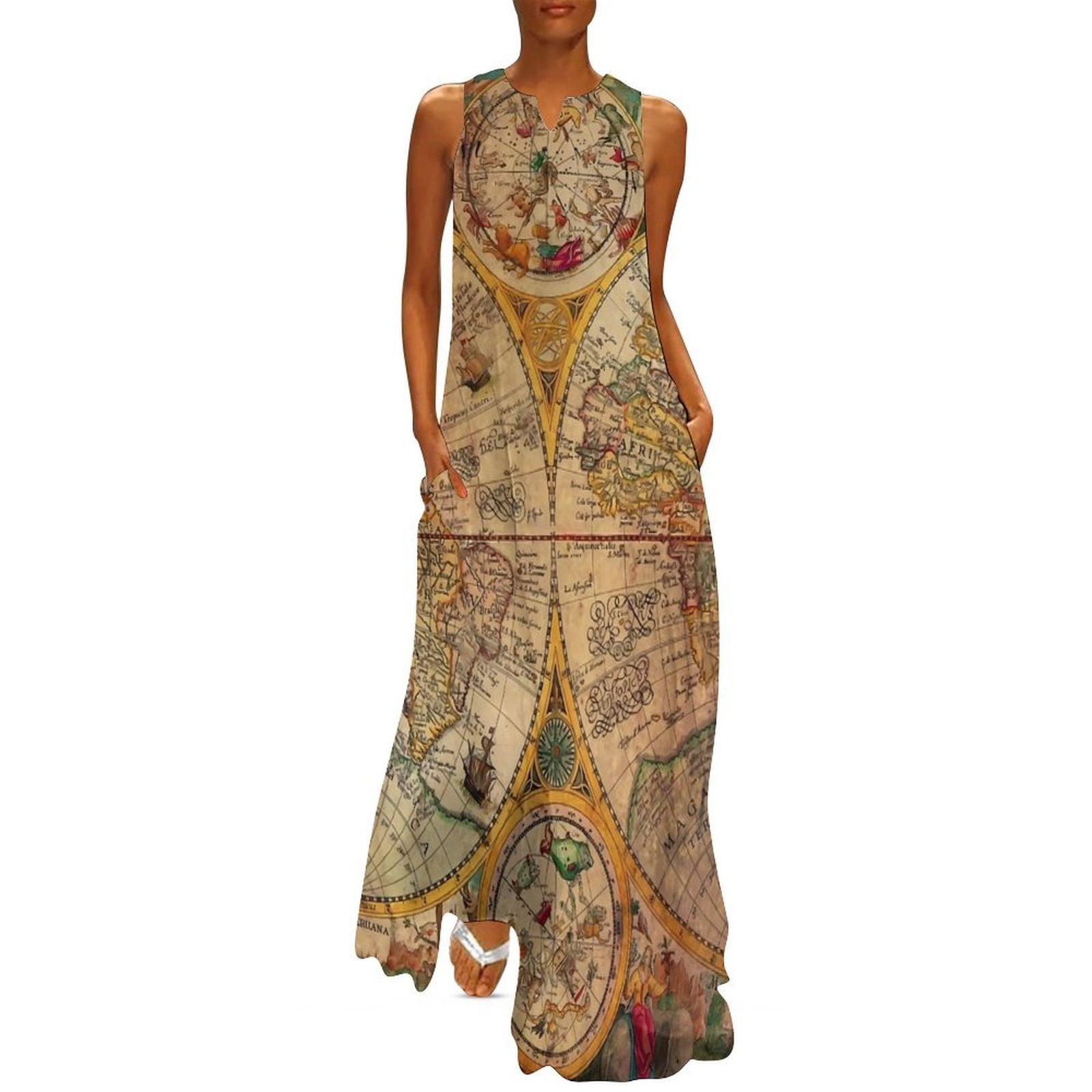 World Map Dress Vintage Map Of The World 1883 Elegant Maxi Dress ...