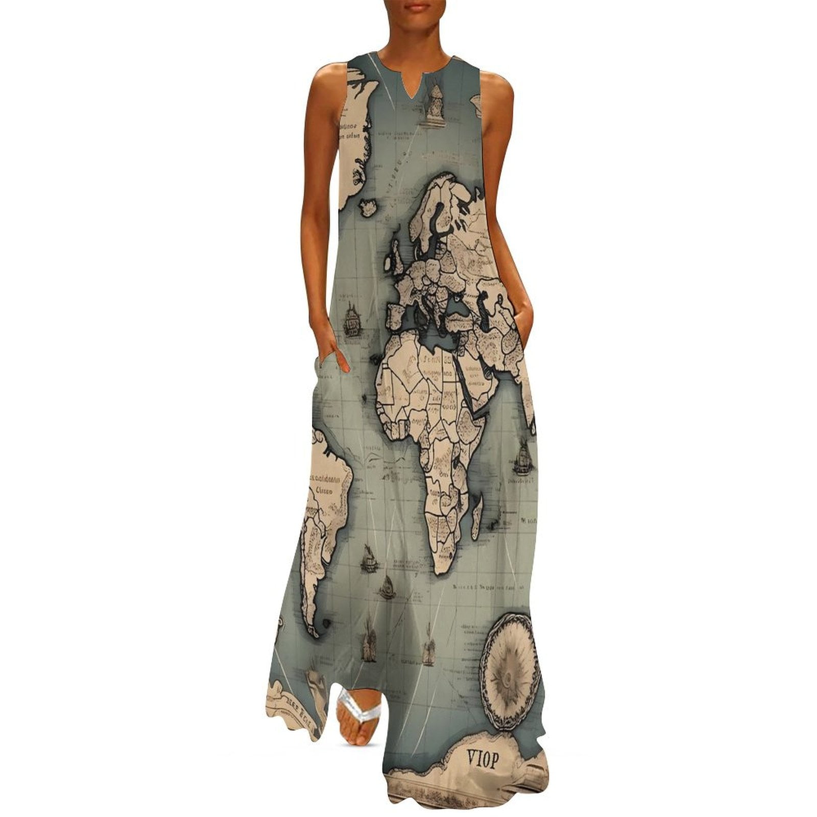 World Map Dress Vintage Map Of The World 1883 Elegant Maxi Dress ...