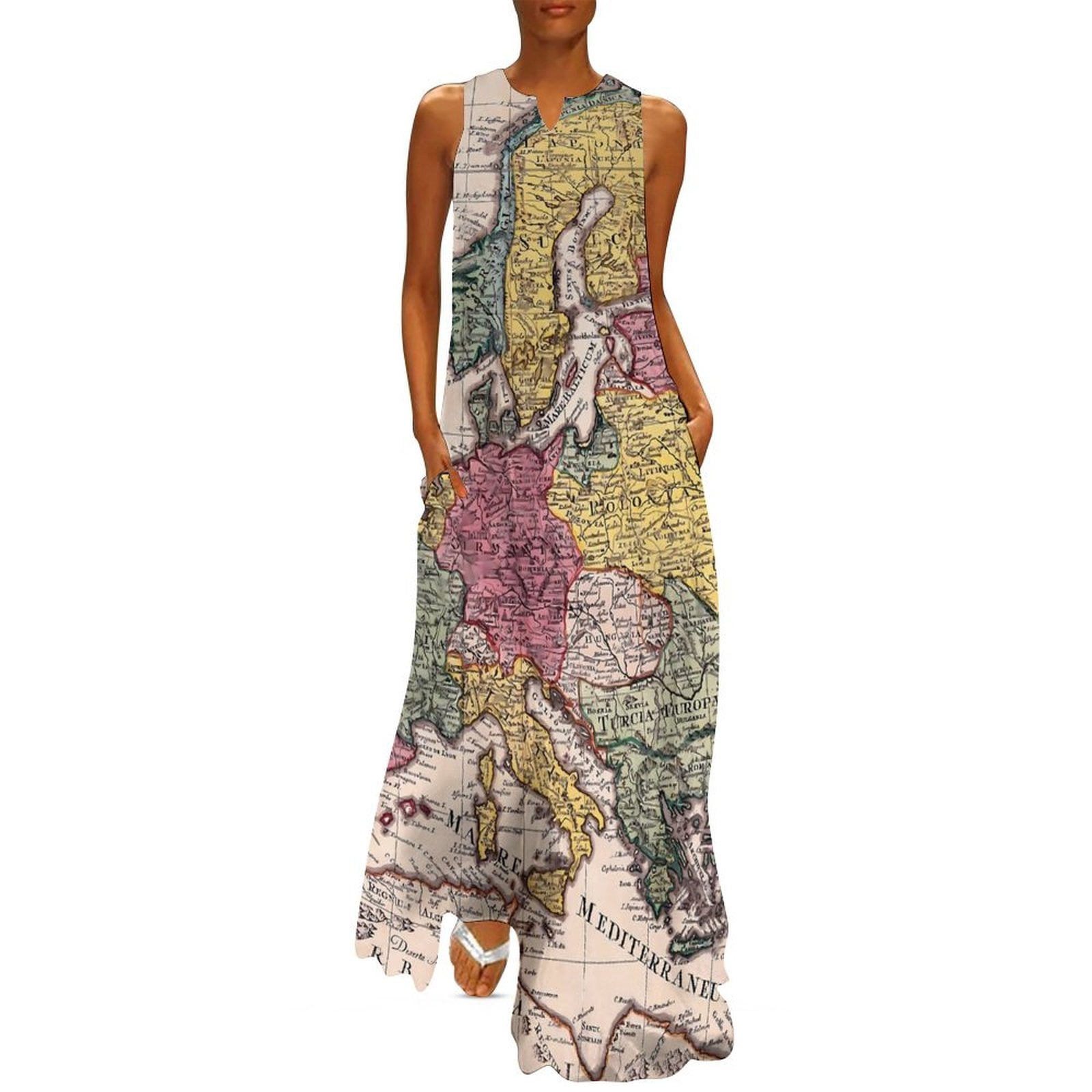 World Map Dress Vintage Map Of The World 1883 Elegant Maxi Dress ...