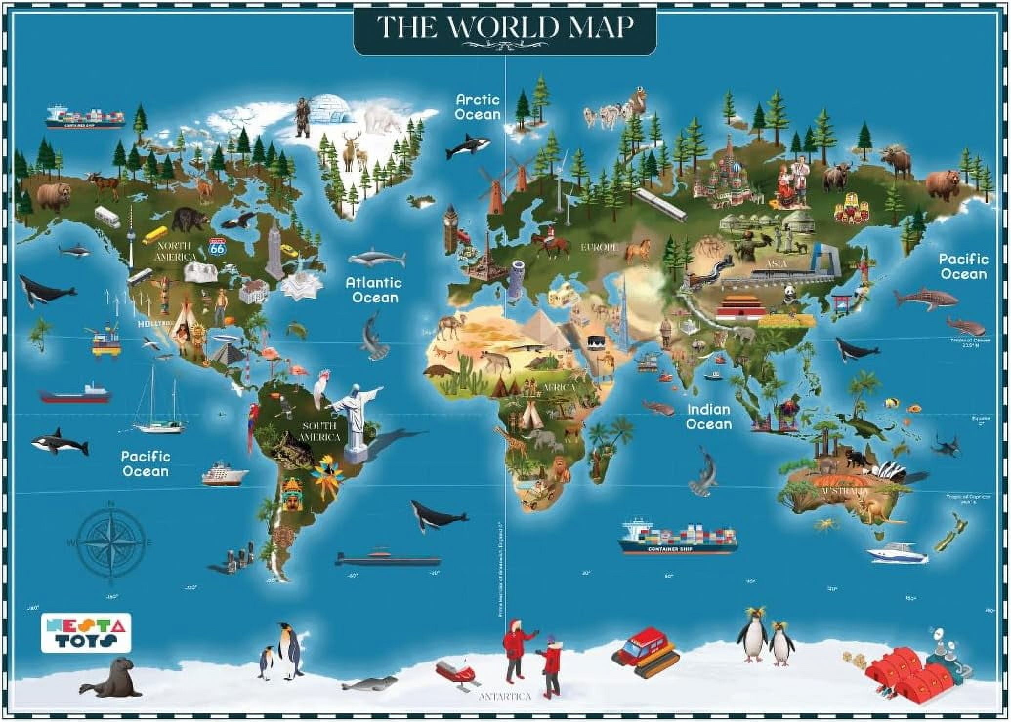 World Map Jigsaw Puzzle (108 Jumbo Pieces) - Walmart.com