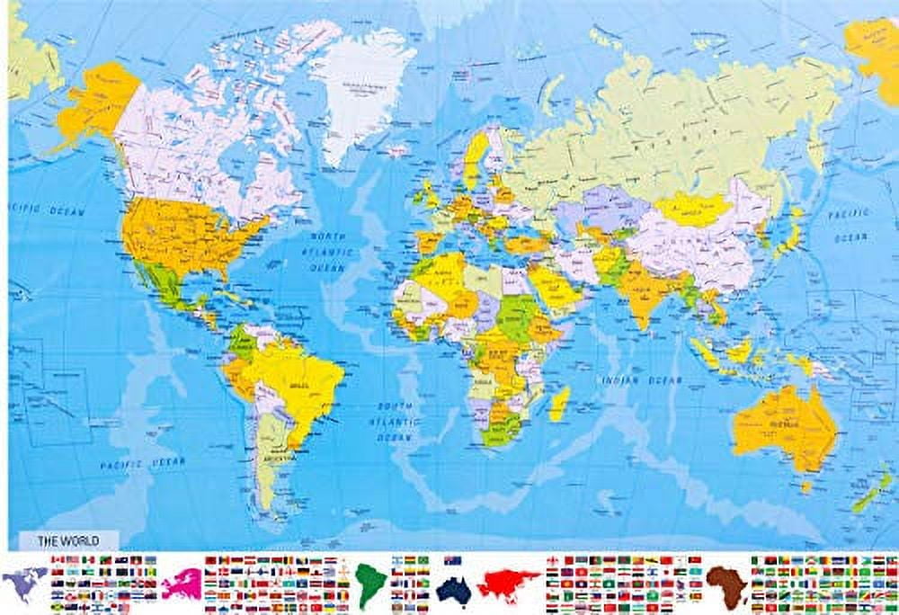 World Map Laminated Poster - 36.5" x 24.5" - Walmart.com