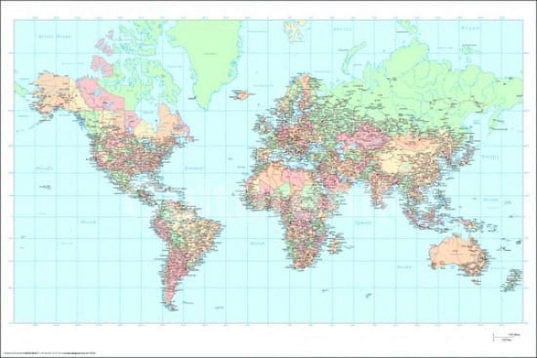 World Map Laminated Poster (36 X 24) - Walmart.com