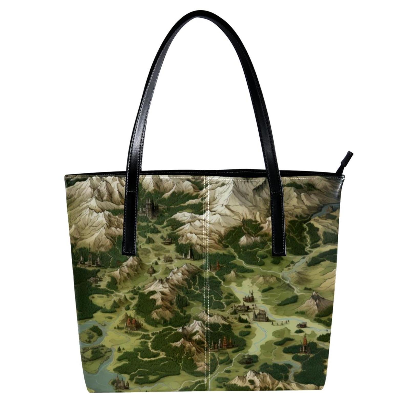 World Map Leather Stitching Handbag High Quality Fashion Women Portable ...