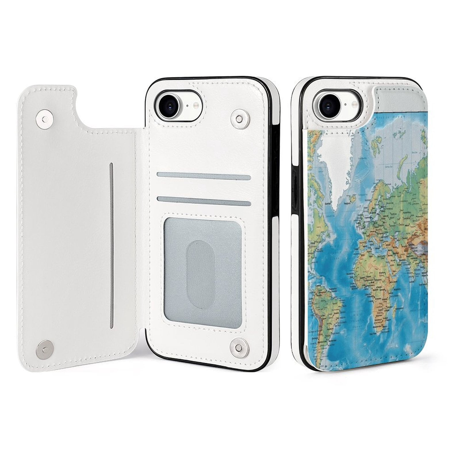 World Map Leather Wallet Case for iPhone 16 Pro Max 16E 16SE4 16PRO ...