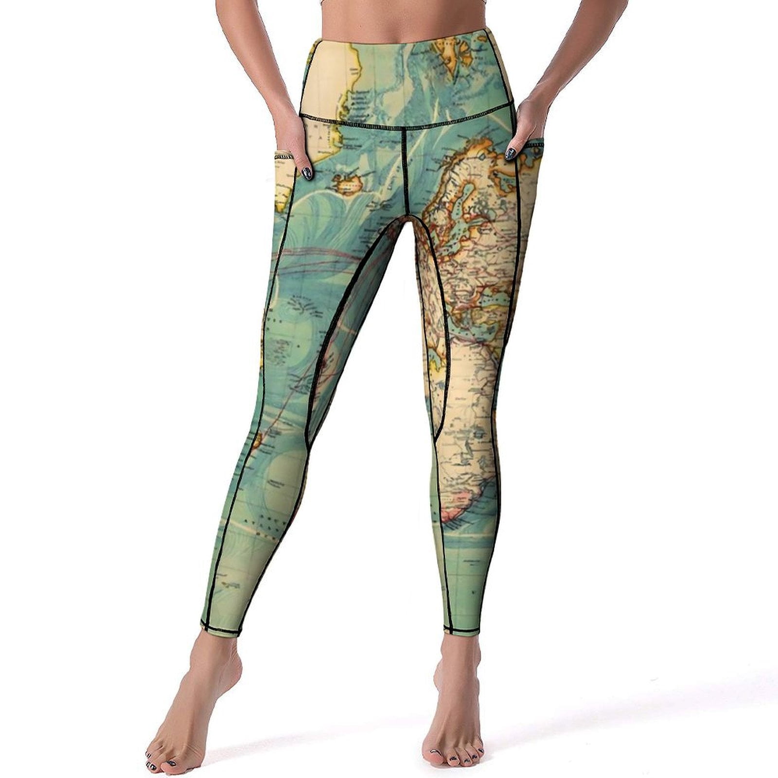 World Map Leggings Sexy Vintage Map of The World 1897 Running Yoga ...