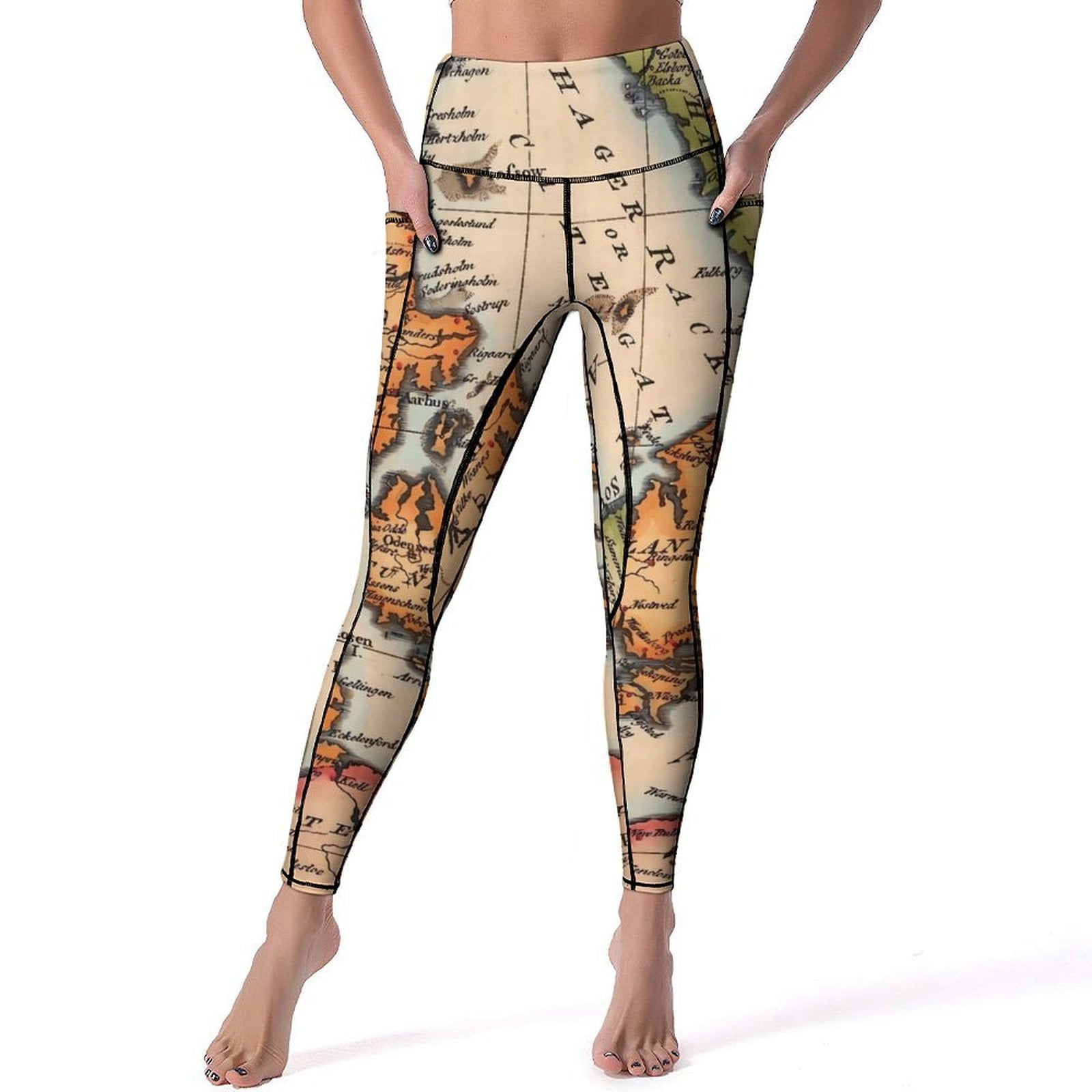 World Map Leggings Sexy Vintage Map of The World 1897 Running Yoga ...