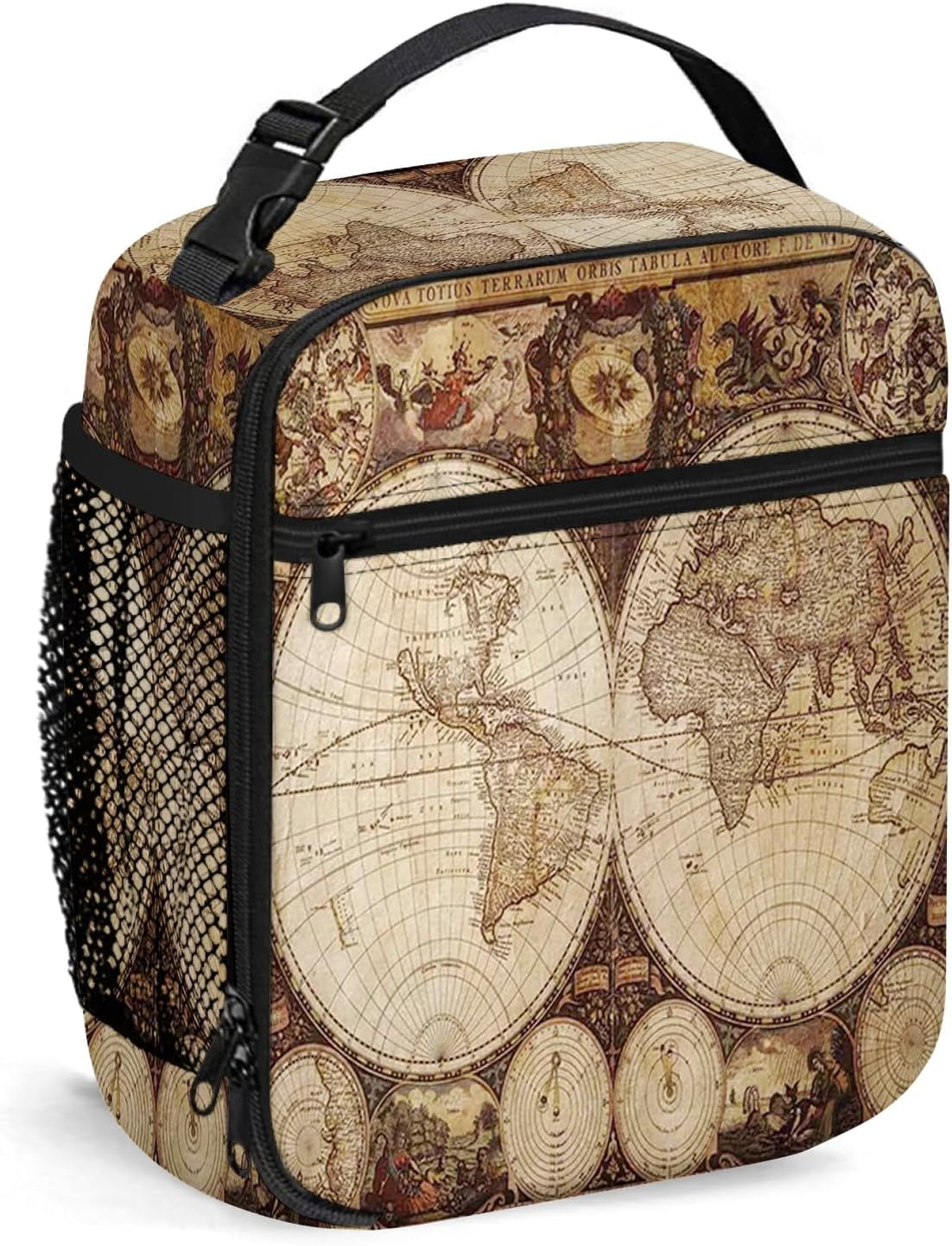World Map Lunch Bag Reusable,Old World Map Drawn in 1720s,Small Lunch ...