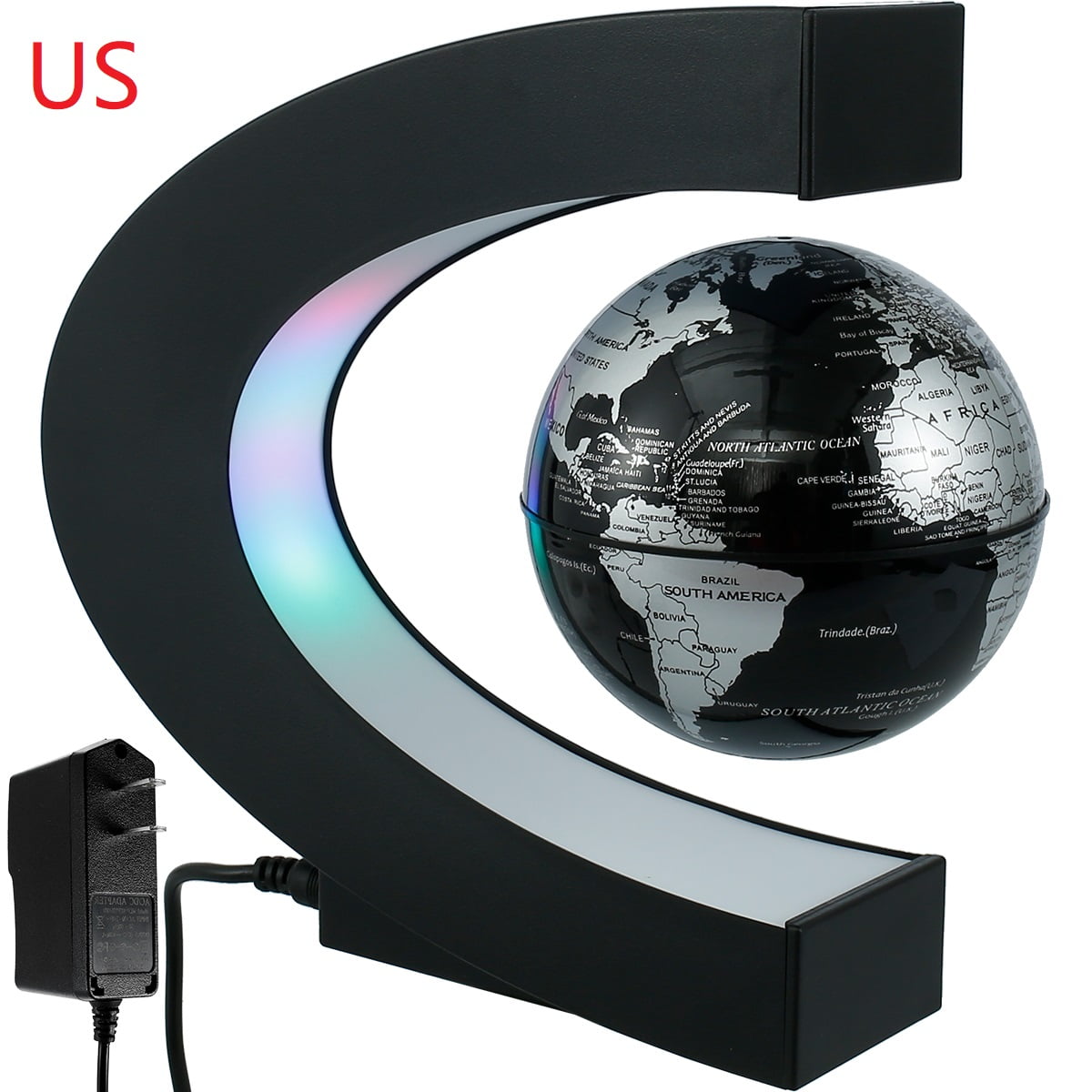 World Map Magnetic Levitation Globe LED Rotating Earth Floating ...