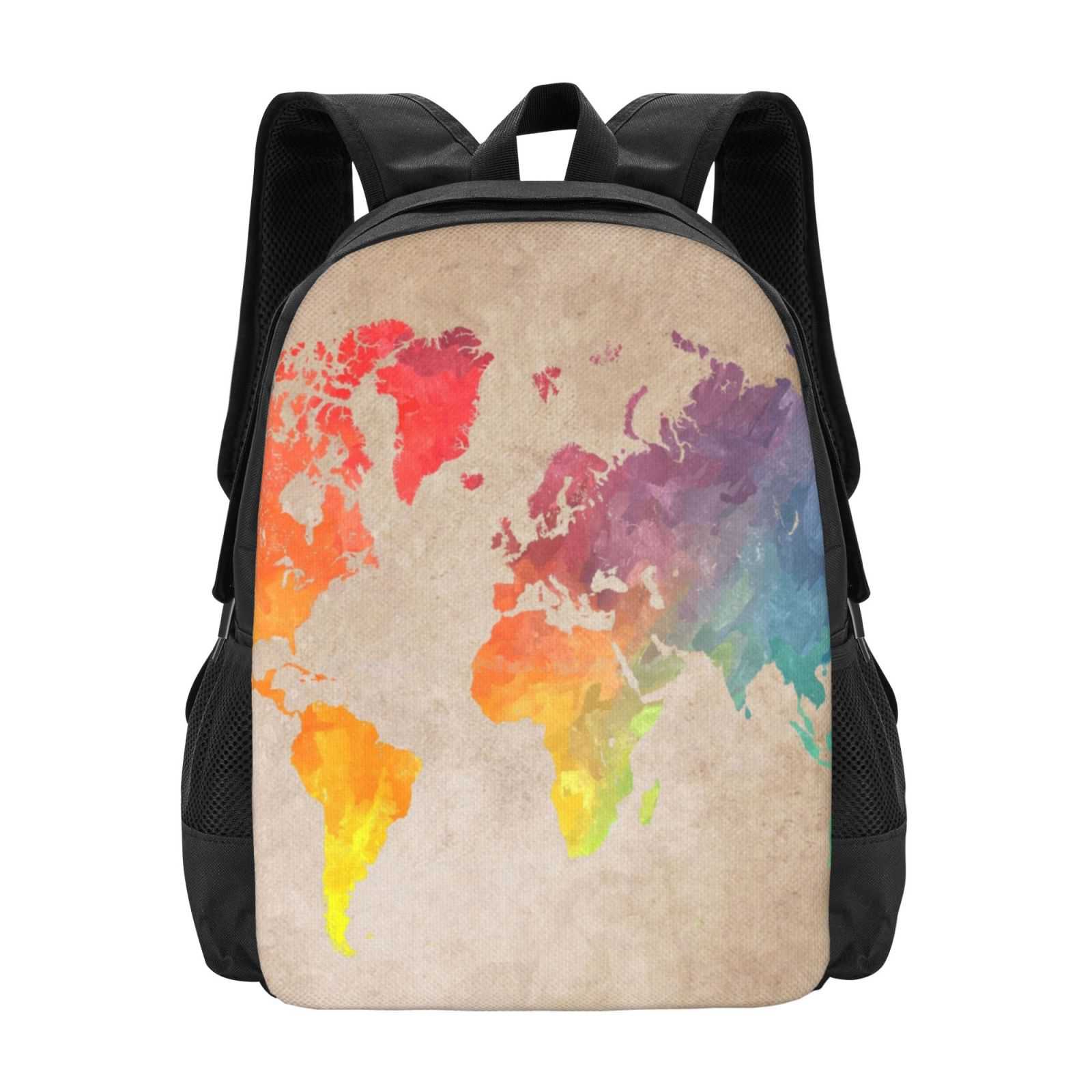 World Map Maps School Bag Big Capacity Backpack Laptop Map Of The World ...