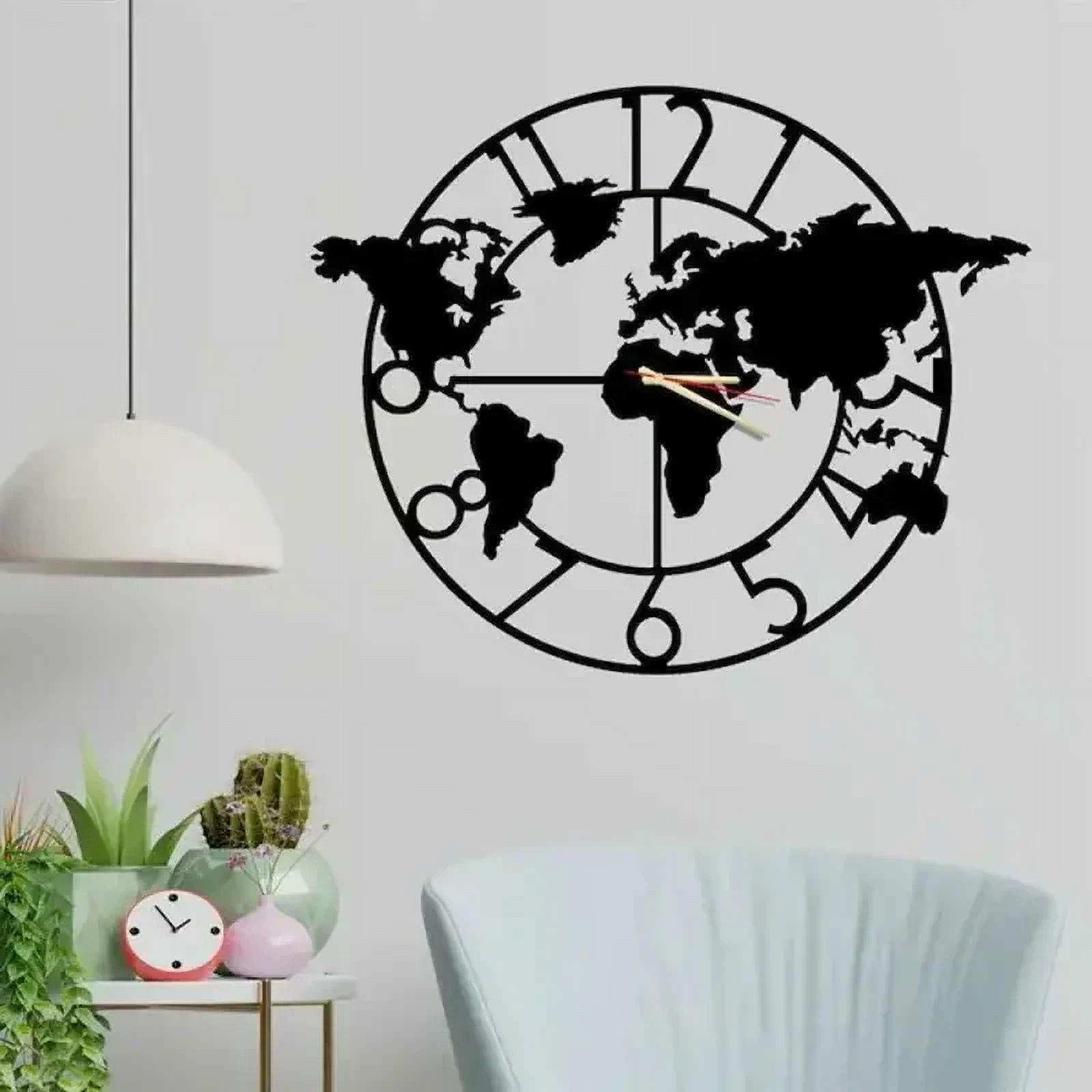 World Map Metal Wall Clock Design 2 - Walmart.com