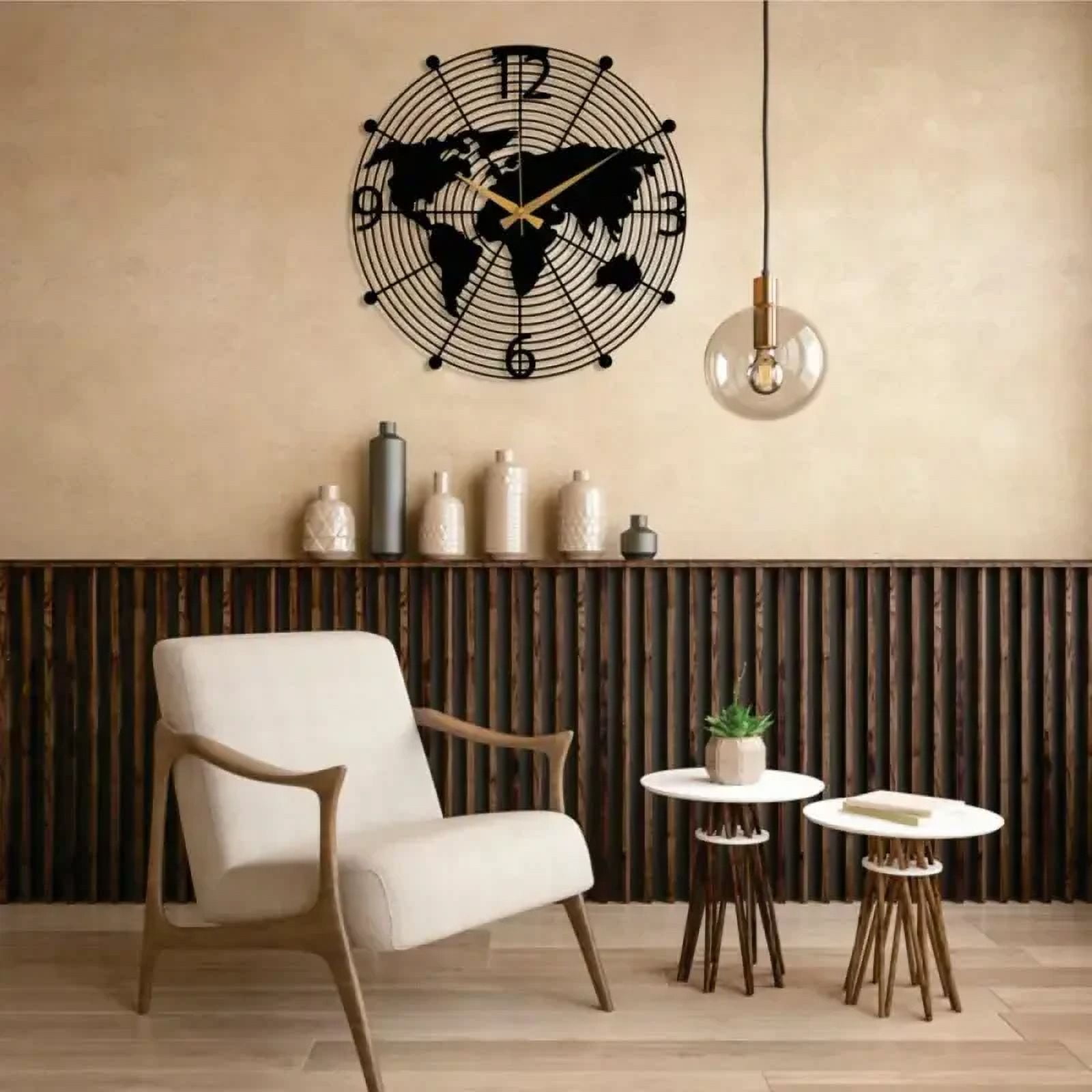 World Map Metal Wall Clock Design 4 - Walmart.com