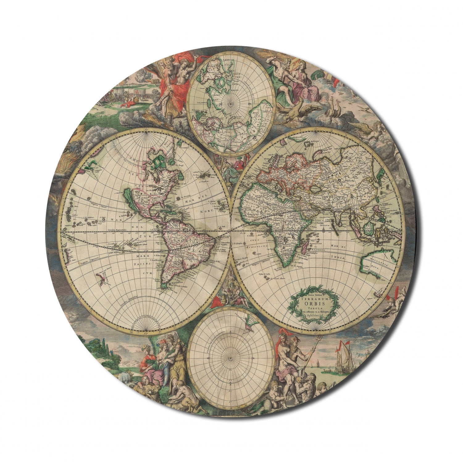 World Map Mouse Pad for Computers, Antique Design with Renaissance ...