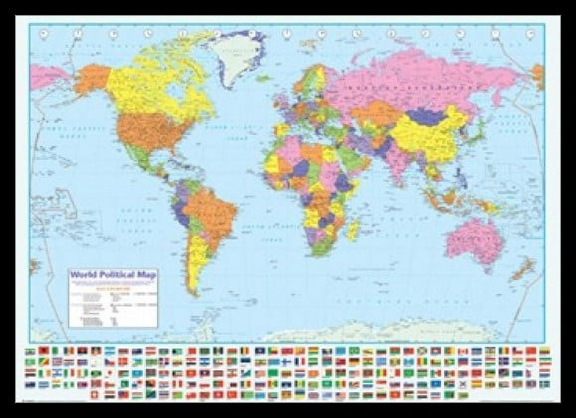 World Map New Edition Laminated & Framed Poster (36 x 25) - Walmart.com
