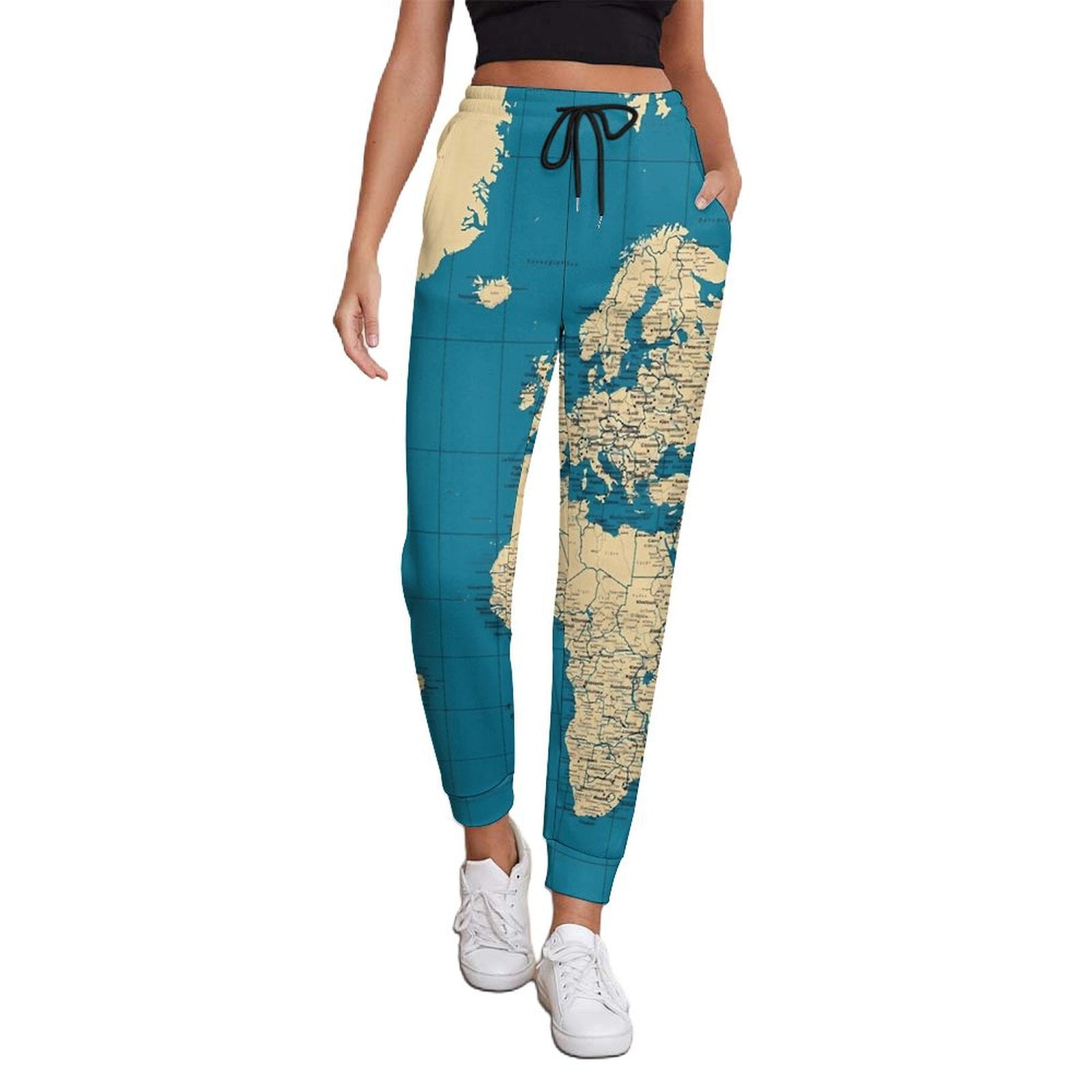 World Map Pants Female Vintage Map of The World 1883 Streetwear Sweatpants Spring Home Design ...
