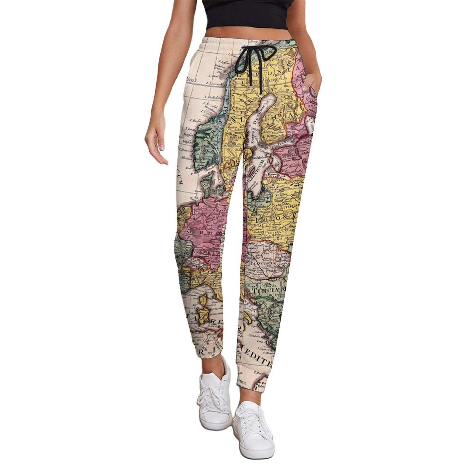 World Map Pants Female Vintage Map of The World 1883 Streetwear ...