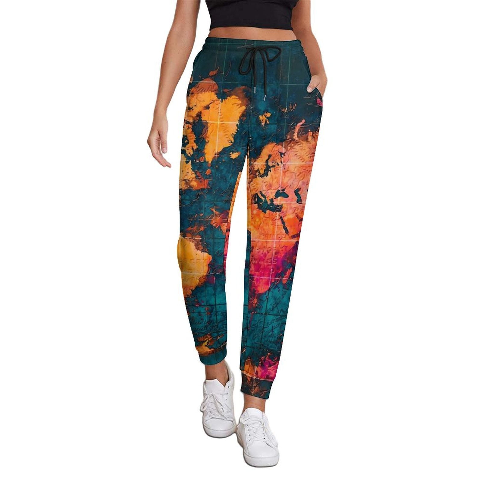 World Map Pants Female Vintage Map of The World 1883 Streetwear ...
