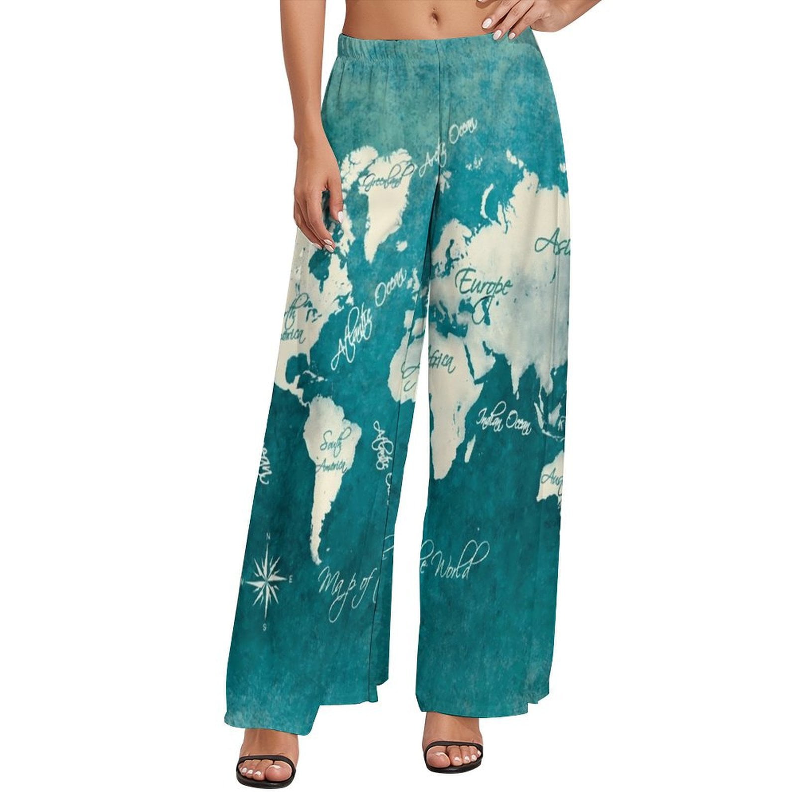 World Map Pants Vintage Map of The World 1811 Korean Fashion Straight ...