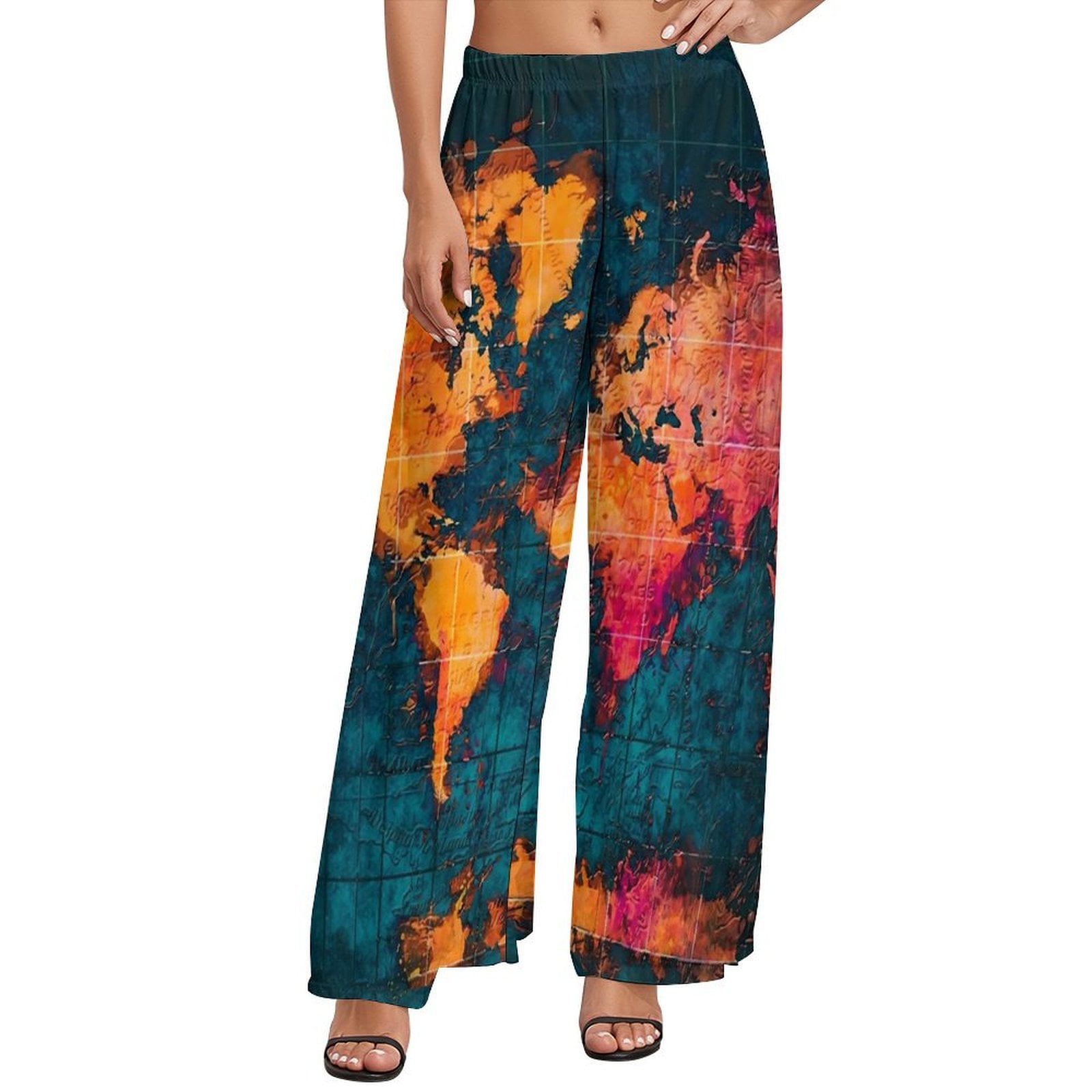 World Map Pants Vintage Map of The World 1811 Korean Fashion Straight ...